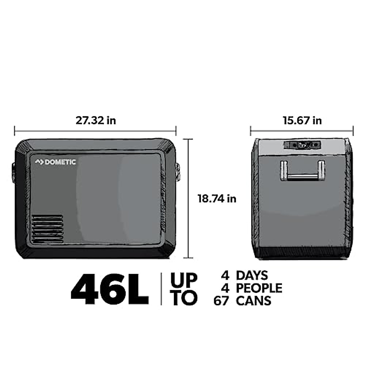 DOMETIC CFX3 45-Liter Portable Refrigerator and Freezer, Powered by AC/DC or Solar