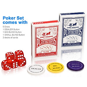 4 EVER WINNER Poker Chip Set 500PCS Professional Poker Set 11.5 Gram Casino Chips with Denominations, for Texas Holdem Blackjack Gambling Poker Set with Aluminum Case