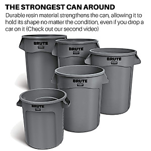 Rubbermaid Commercial Products BRUTE Heavy-Duty Round Trash Can with Venting Channels, 20-Gallon, Black, Waste Container for Landscapers/Construction Sites/Restaurants/Offices/Warehouses/Home/Driveway