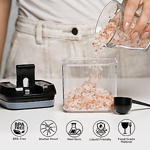 Shazo 9 PC Airtight Food Storage Containers + 9 Spoons - BPA Free Clear Plastic Snack & Spice Containers with Easy Lock Lids - Kitchen and Pantry Organization for Herbs, Coffee, Tea - 0.5L / 2.1 Cups