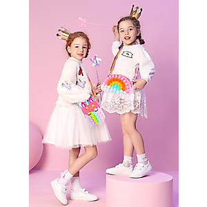 Pop Purse Pack Toy, Unicorn Rainbow Shoulder Crossbody Small Mini Little Keychain, 3 4 5 6 7 8 9 10 12 Year Old Birthday Gifts for Toddler Kids Girl, Christmas Stocking Stuffers