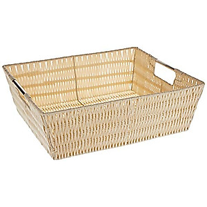 Whitmor Rattique Shelf Tote, 13"D x 15"W x 5"H, Latte