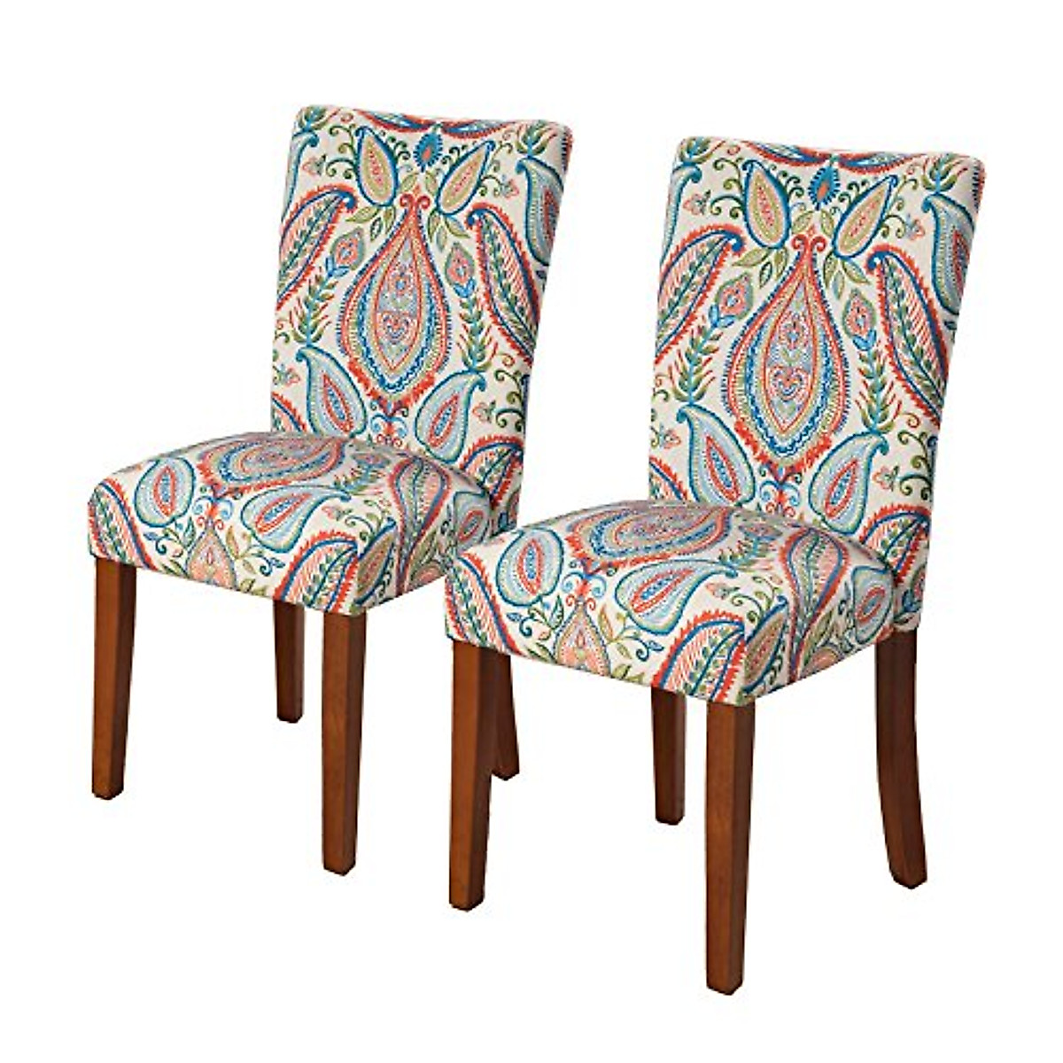 HomePop Parsons Classic Upholstered Accent Dining Chair, Set of 2, Colorful Paisley