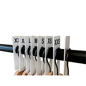 NAHANCO QSDWBKIT4, White Rectangular Clothing Size Dividers with Black Print for XXS-XXL, 1Blank, Kit of 40 (7 Sizes and 1 Blank, 5 of Each)