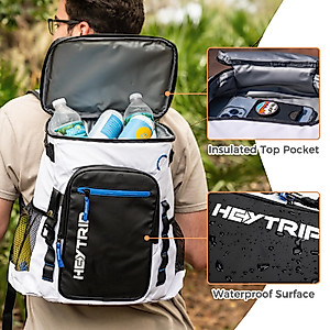 Heytrip Cooler Backpack 36 Cans Insulated Cooler Bag, Keep Freeze for 20 Hours, Waterproof & Leak-Proof Cooler with Multi-Compartments(Black)
