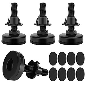 Sancagy 4 Pack Leveling Feet, 3/8-16 Threaded Furniture Legs, T-Nut Kit Adjustable Furniture Feet, Large Base Supports Adjustable Table Feet, Table/Chair/Cabinet/Sofa Adjustable Feet Levelers, Black
