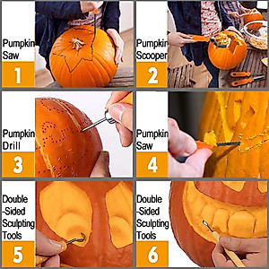 Halloween Pumpkin Carving Kit - 14 Pcs Professional Jack-O-Lanterns Pumpkin Cutting Supplies Tools Kit - Easily Sculpting DIY Halloween with Carrying Case - Carving Knife for Halloween Decoration