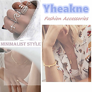 Yheakne Punk Chain Finger Rings Silver Open Cuff Rings Adjustable Knuckle Joint Rings Set Stackable Gothic Rings Statement Rings for Women and Girls Gifts
