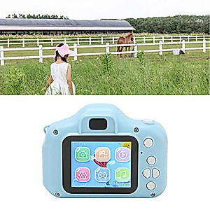 Oumefar Toddler Camera, Blue Front Rear 8MP Digital Camera Cute 400mAh Capacity 1080P HD Video with 32G Memory Card for Outdoor for Boys Digitalcamera
