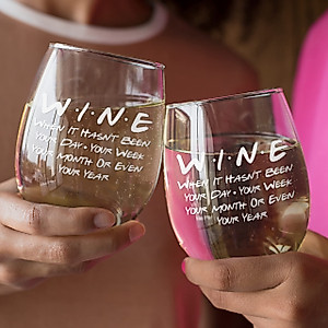 Best Friends Funny Stemless Wine Glass Wine Tumbler Drinking Glass 17 Oz with Funny Sayings For Women & Men