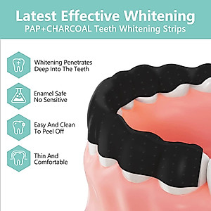 Pap+ Charcoal Teeth Whitening Strips Professional Teeth Whitening Kit for Teeth Sensitive or Coffee Drinker, 28 Tooth Whitener Strips Easy to Use 14 Treatments by ECTEST