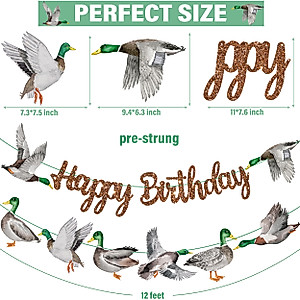 Mallard Duck Happy Birthday Banners Duck Hunting Birthday Decorations Mallard Duck Birthday Party Banner Hunting Theme Birthday Decor for Lucky Duck Baby Shower Supplies