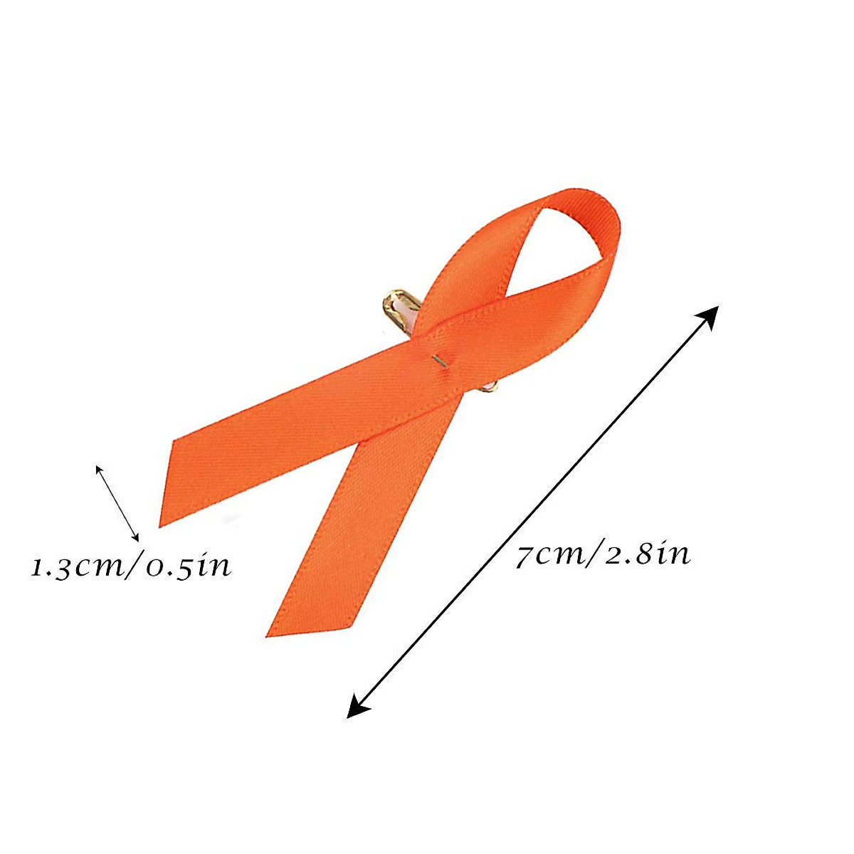 Orange Satin Awareness Ribbons, zosenda 50 Pcs Pre-Formed Orange Fabric Ribbons with Safety Pins (Already Attached)