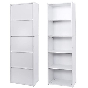 Nouva 5-Shelf Bookcase 52 Inch Wood Bookshelf Freestanding Open Shelf Bookcases Storage Rack Shelf for Living Room Study Office Bedroom White