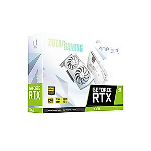 ZOTAC Gaming GeForce RTX™ 3060 AMP White Edition 12GB GDDR6 192-bit 15 Gbps PCIE 4.0 Gaming Graphics Card, IceStorm 2.0 Cooling, Active Fan Control, FREEZE Fan Stop ZT-A30600F-10P