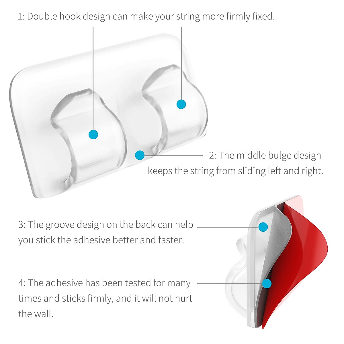 Outdoor Light Clips Clear 20pcs: Hooks for Outdoor String Lights for Hanging Heavy Duty Patio Fence Balcony Inside Waterproof UV-Resistant Cable Clips