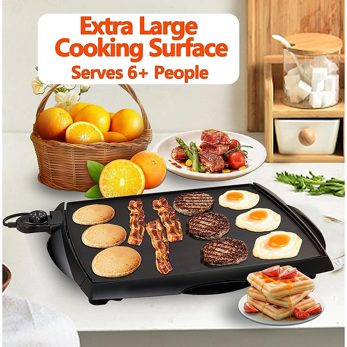 Extra-Large Nonstick Cool-Touch Electric Griddle - 12 Slices of French Toast at One Time