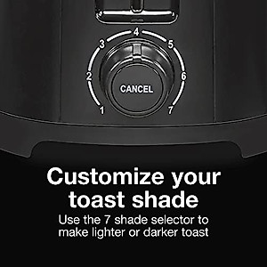 Proctor Silex 2-Slice Toaster with Extra Wide Slots for Bagels, Cool-Touch Walls, Shade Selector, Toast Boost, Auto Shut-off and Cancel Button, Black (22305)