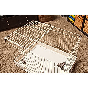 IRIS USA Medium Portable Wire Animal Cage, Easy Assembly Wire Dog Crate Animal House with Removable Casters and Top Access, Almond/Brown