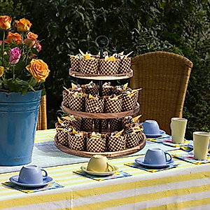 3 Tier Cupcake Stand, Large Wood Tiered Serving Tray Cupcake Tower, Serving Stand Display Dessert Cookie Candy Buffet Holder for Home Tea Party, Wedding, Farmhouse Decor, Kitchen Decor