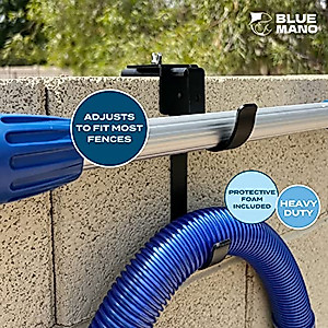 Blue Mano Adjustable Aluminum Pool Pole Hanger/Hook, for Pool Poles, use to Hang Pool Accessories on Pool Fence/Wall, is Rust Resistant