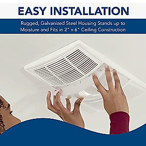 Broan-NuTone BHFLED80 PowerHeat Bathroom Exhaust Fan, Heater, and LED Light Combination, 80 CFM