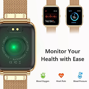 KALINCO Smart Watch, Fitness Tracker with Heart Rate Monitor, Blood Pressure, Blood Oxygen Tracking and 2-Pack Smart Watch Replacement Bands for P22