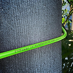 FYPower Air Compressor Hose 1/4 Inch x 100 Feet Reinforced Polyurethane (PU) Air Hose with Fittings, Bend Restrictors, 1/4" Industrial Quick Coupler and Plug Kit, Green