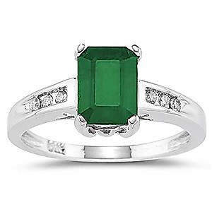 SZUL Emerald and Diamond Ring in 14k White Gold