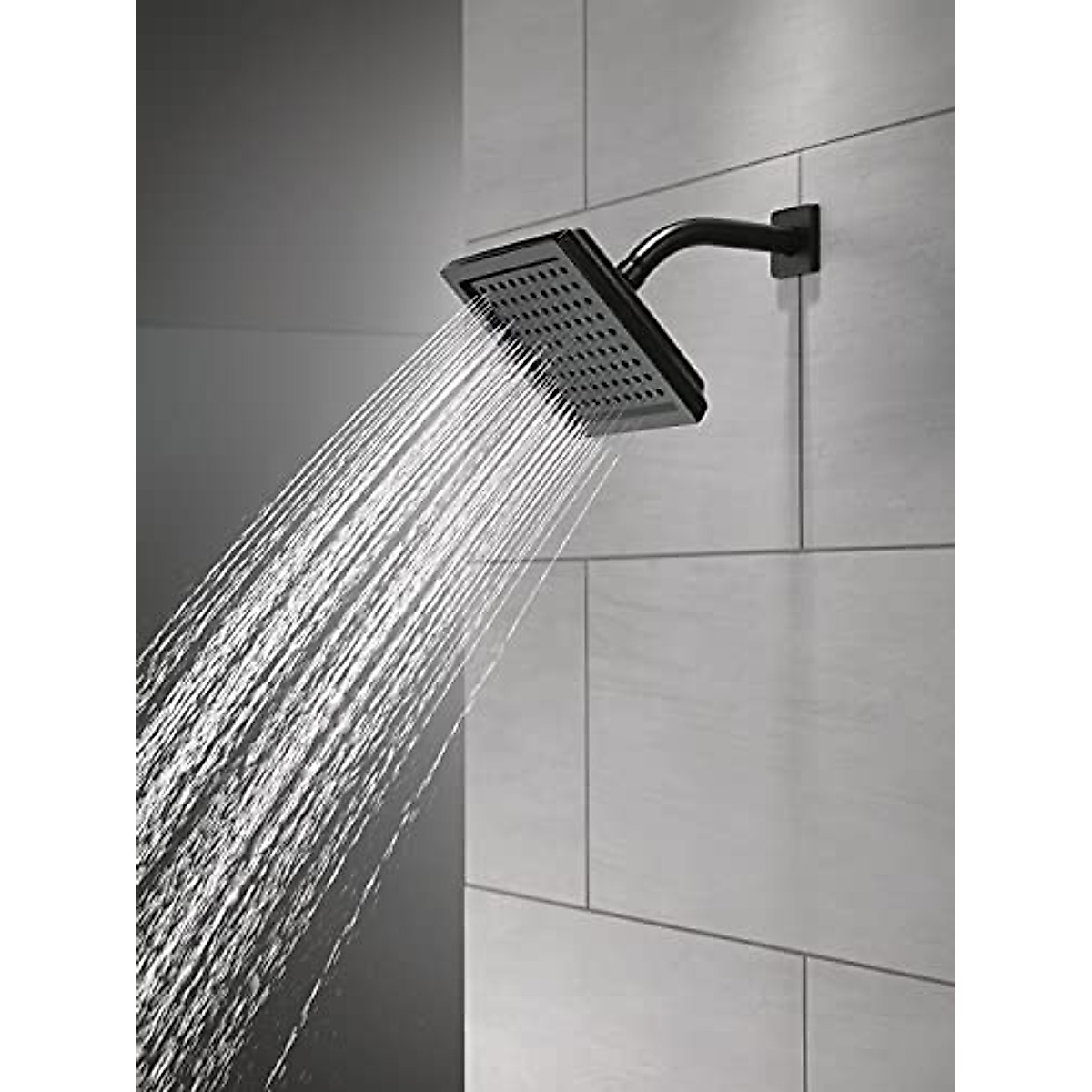Delta Faucet Single-Spray Matte Black Shower Head, Shower Head Black Square Shower Head, Black Showerhead, Matte Black RP62283BL
