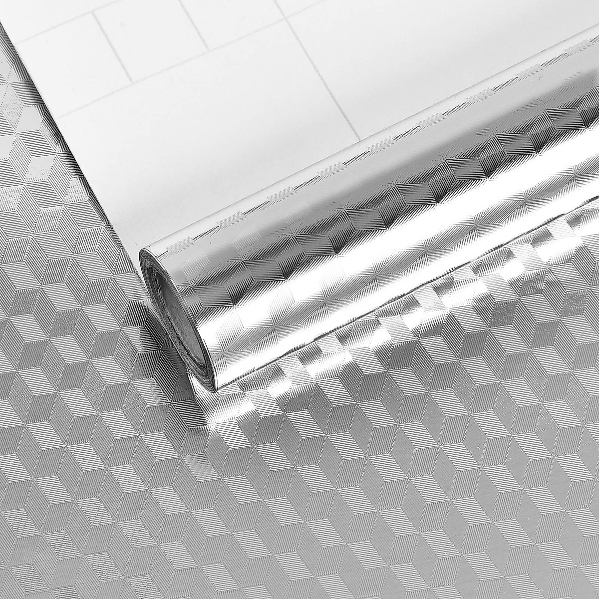 Melwod 15.8" x 78.7" Kitchen Stainless Steel Contact Paper Self Adhesive Peel and Stick Wallpaper Aluminum Foil Textured Paper Stickers for Backsplash Dishwashers Refrigerator Cabinets Shelf