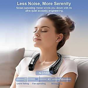 Delmac Portable Neck Fan, 6000mAh Rechargeable Personal Fan, 360° Cooling Wearable Fan, 3 Speed Adjustable Hands Free Fan, Low Noise Bladeless Fans, USB Powered Sport Fan for Indoor & Outdoor (Black)