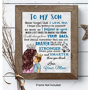 Boys Bedroom Decor - To My Son - Little Boy Kids Room decoration - Baby shower Gift - Blue Nursery Decor - Family Wall Decor Poster - Mom Mother Mexicans Latinx Infant Toddler Child Wall Art & Decor