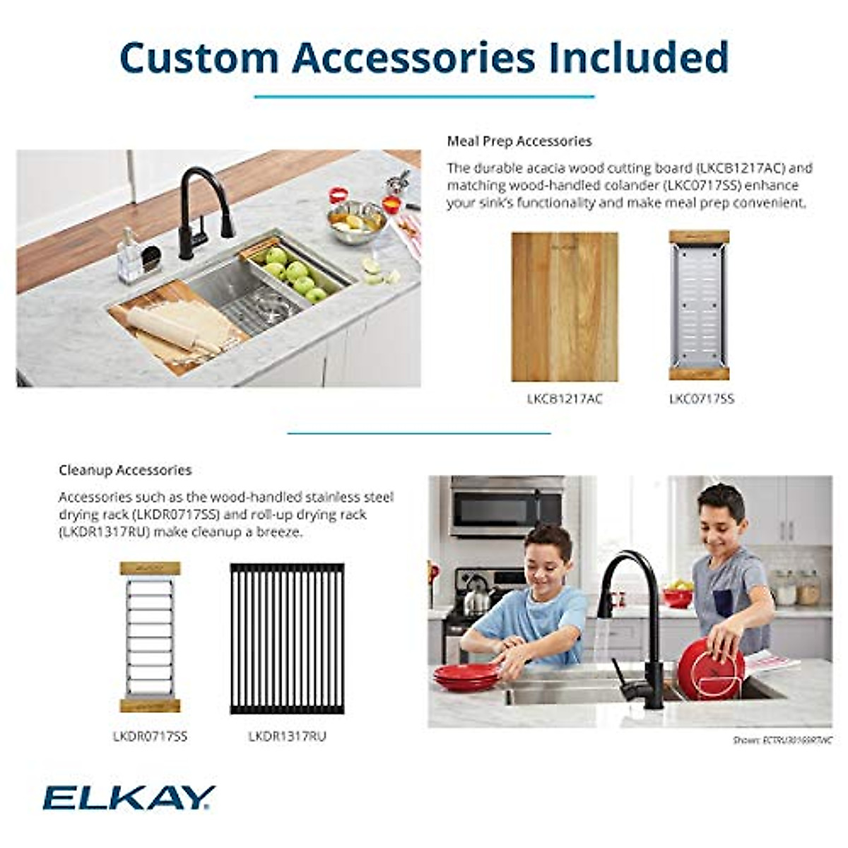 Elkay Crosstown 16 Gauge Workstation Stainless Steel, 31-1/2" x 18-1/2" x 9" Equal Double Bowl Sink Kit with Aqua Divide