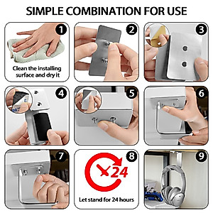 Geekria Under-Desk Headphone Stand Mount Holder/Headsets Hanger/Gaming Headset Headphone Hook/Universal Stand for All Headphones Size (2 Pcs/C/Silver)