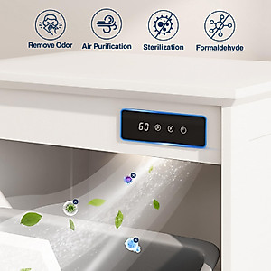 FiveWillowise Tilt Out Trash Cabinet, Kitchen Trash Can Cabinet w/Negative ion and deodorizing Function, Dog Proof 20 Gallon Garbage Can Cabinet for Kitchen, Bathroom, Living Room, White