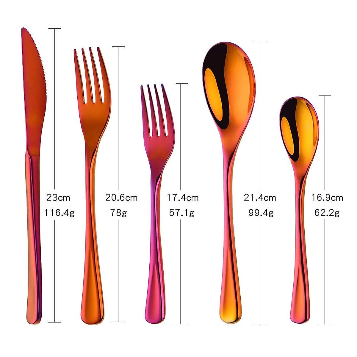 Baikai Heavy-duty Dinerware Silverware Set, 20 Pieces Orange Red Flatware Cultery Sets, Stainless Steel Kitchen Utensils Service for 4