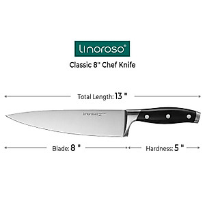 linoroso Classic 2-Piece Cooking Knife Set | 2-Piece German Knife Set with 8" Chef's Knife & 3.5" Paring Knife | Ultra Sharp Forged German High Carbon Stainless Steel Kitchen Cook's Knife Set