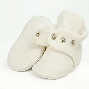 Ella Bonna Muslin Baby Booties 0-6 Months Slipper Toddler Shoes, Infant Baby Girl Booties, Baby Boy Slipper Socks, Cream