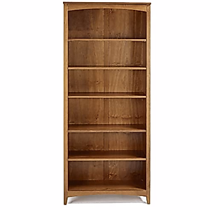 Camaflexi Shaker Style 6 Shelf Bookcase / Solid Wood / 72 inch Tall / Adjustable Shelving / Closed Back / Display Bookshelf for Living Room, Bedroom, Home and Office, Cherry