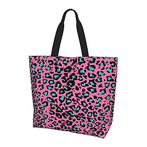 OHORTEB Tote Bag for Women, Reusable Large Ladies Shoulder Bag, Fasion Handbag for Office, Shopping, Travel (Pink Leopard)