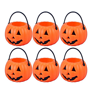 TOYANDONA 8 Pieces Halloween Candy Buckets Trick or Treat Pumpkin Bucket Halloween Party Favors Pumpkin Pails with Handle