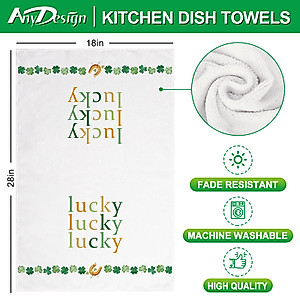 AnyDesign St. Patrick's Day Kitchen Towel Watercolor Lucky Shamrock Clover Dish Towel 18 x 28 Inch Irish Holiday Hand Drying Tea Towel for Cooking Baking Cleaning Wipes, 2 Packs