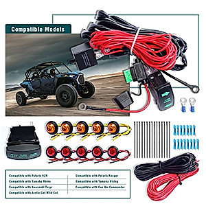 ATV UTV Turn Signal Kit with Turn Signal Rocker Switch Compatible with Polaris RZR Ranger Turbo Can-Am Street Legal Kit, Side by Side Turn Signal Light Kit (Vertical&Horizontal Non-Backlit Green)