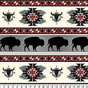 Buffalo Tribal Anti-Pill Premium No-Sew Throw Fleece Fabric Kit (72x60)