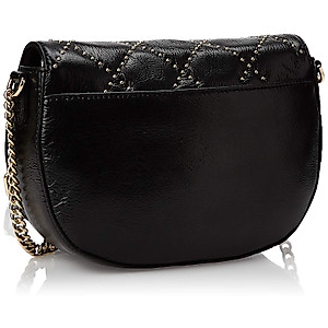DKNY Sofia Studded Leather Small Saddle Bag Crossbody - Black