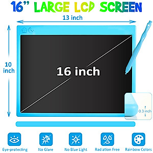 16 Inch Rechargeable LCD Writing Tablet, Erasable & Colorful Doodle Board with Eye-Protecting Large Screen, Educational Learning Toys for 3 4 5 6 7 Year Old Kids, Drawing Tablet Gift for Boys Girls