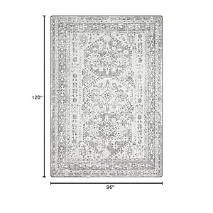 BEIMO Area Rugs for Living Room 8x10 Machine Washable Bedroom Rugs Distressed Vintage Print Gray Large Throw Rug Dining Room Aesthetic, Non Slip Carpet with Gripper