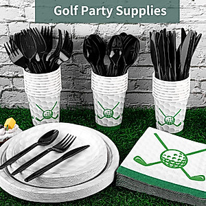 durony 168 Pieces Golf Party Decorations Including Golf Paper Plates Napkins and Cups Disposable Tableware Set for Golf Sports Theme Party Supplies Serve 24 Guests
