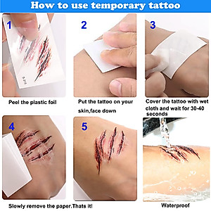 ROSSENZURA Halloween Zombie Makeup, 24 sheets Zombie Tattoos, Zombie Makeup Kit, Halloween Makeup Kit for Women Men Halloween Party Cosplay